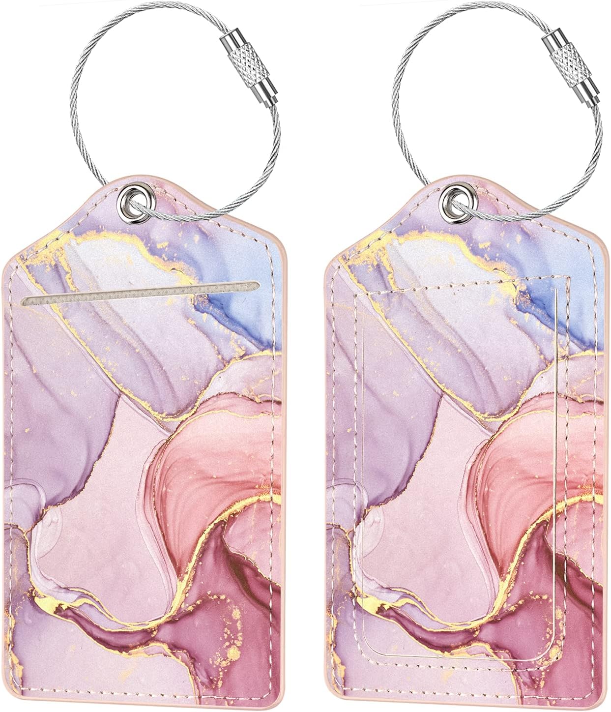 Amazon.com: (Set of 2) Luggage Tag for Suitcases Leather Privacy Cover ...