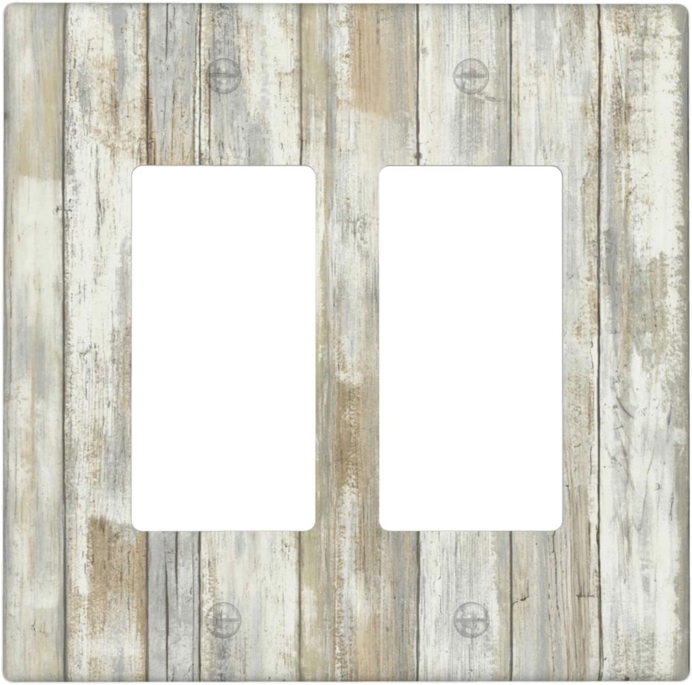 Rustic White Wood Light Switch Cover Double Rocker Decorator Outlet ...