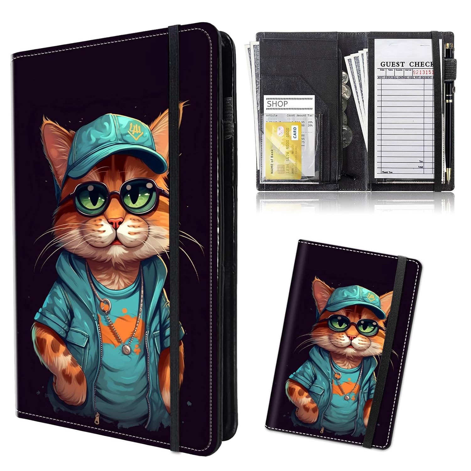 Amazon.com: Server Book Leather Waiter Book Server Wallet Zipper ...