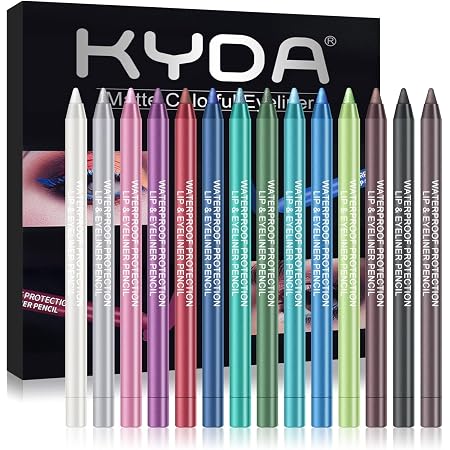 Amazon.com : Eye Liner Pencil Set - 12 Assorted Colors Natural Matte ...