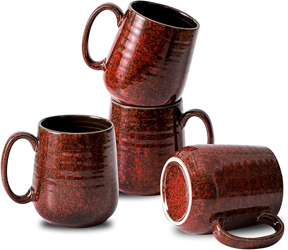 Amazon.com: Hasense Red Coffee Mugs Set of 4, 12 oz Coffee Cups Ceramic ...