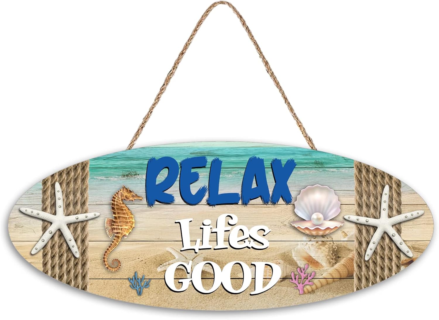 Amazon.com: Rustic Wood Beach Sign Hanging Sea Decorations Funny ...
