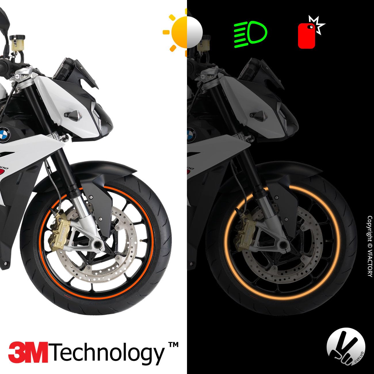 Snapklik.com : Motorcycle Reflective Wheel Stripes Kit, 1 Wheel Rim ...