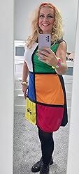 Smiffys Rubik's Cube Costume, Multi-Coloured with Dress, Headband & Bag ...