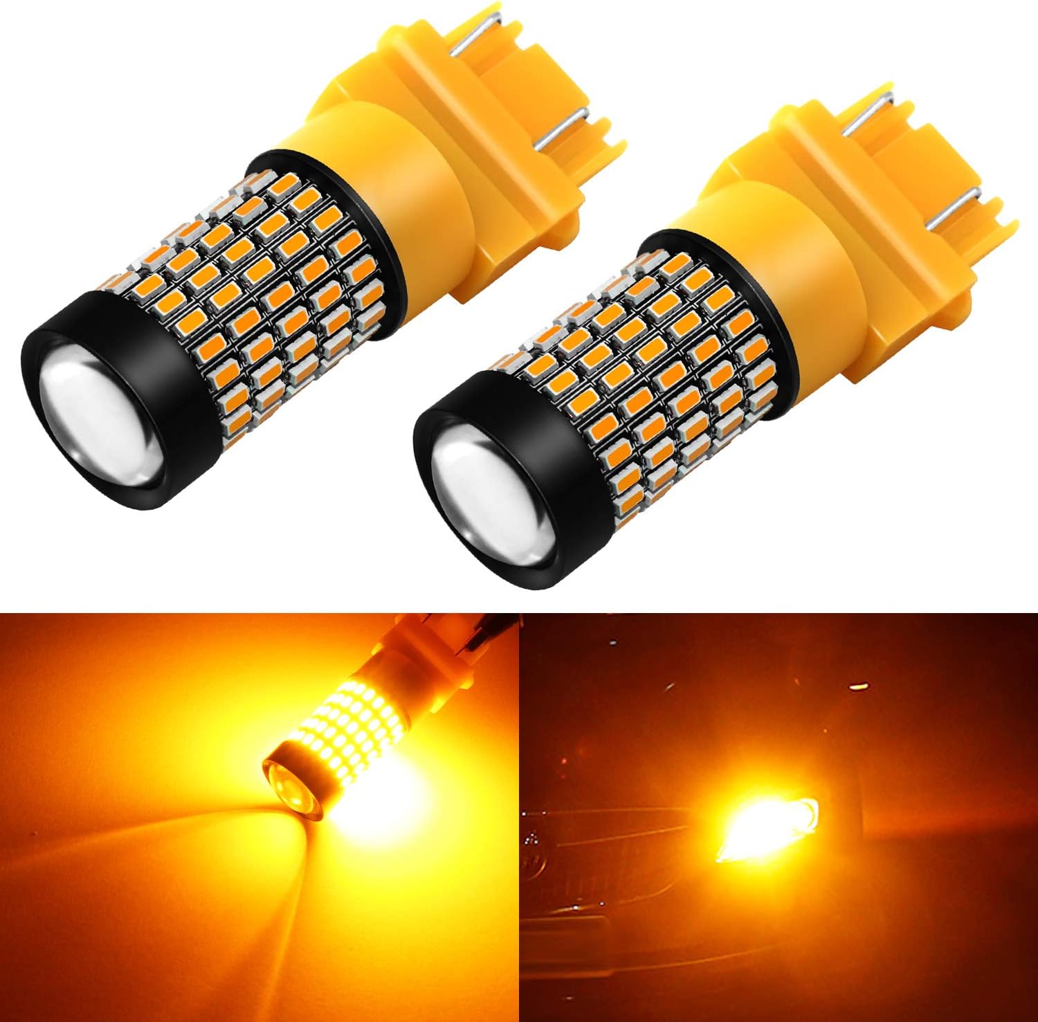 Amazon.com: PHINLION 3157 4157 LED Amber Yellow Bulbs 2800 Lumens Super ...