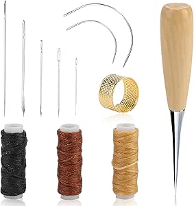 12 PCS 12m Leather Sewing Needle Waxed Thread Kit, Upholstery Repair ...