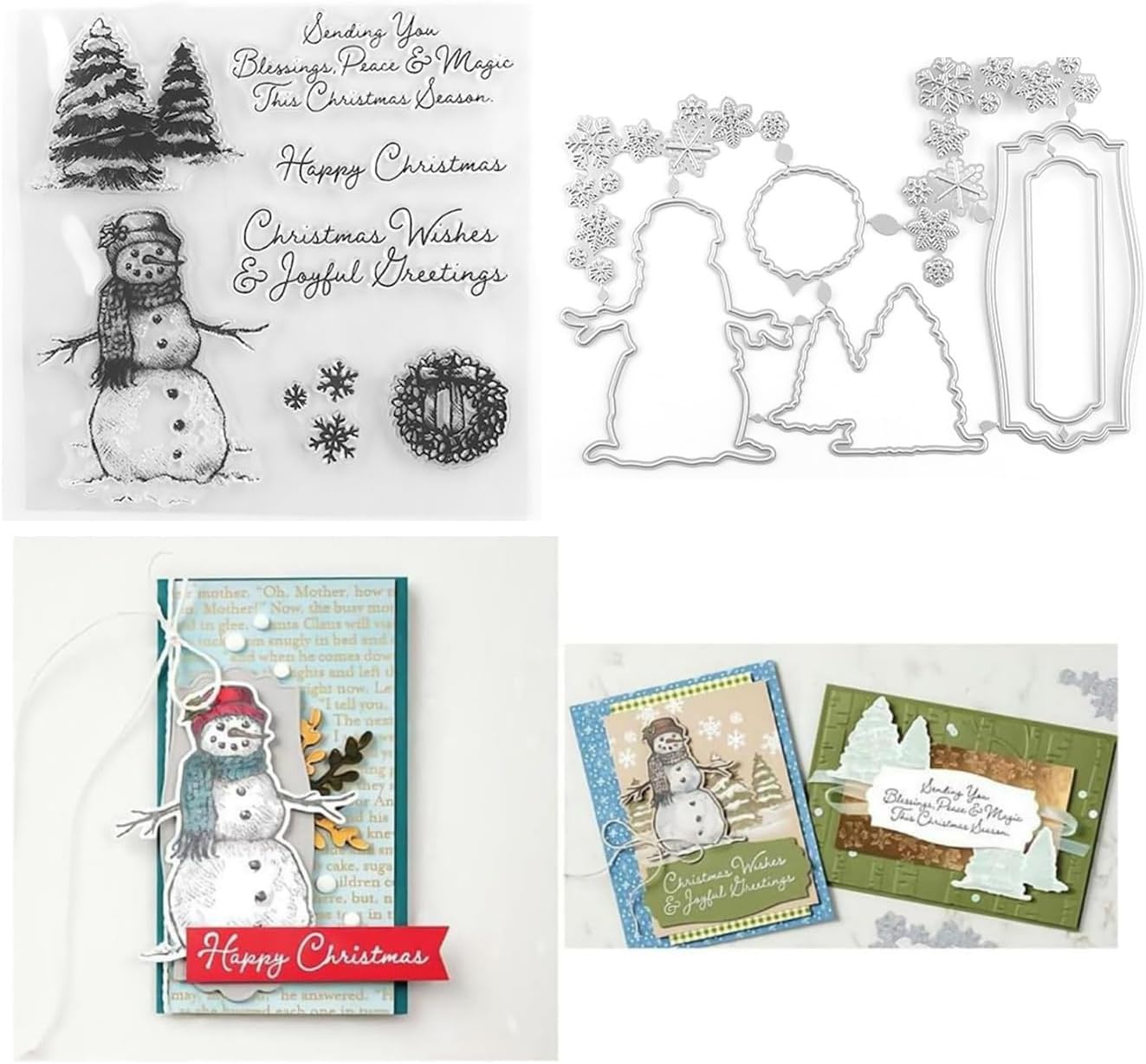 Amazon.com: Winter Snowman Stamps and Dies Set for Card Making,Clear ...