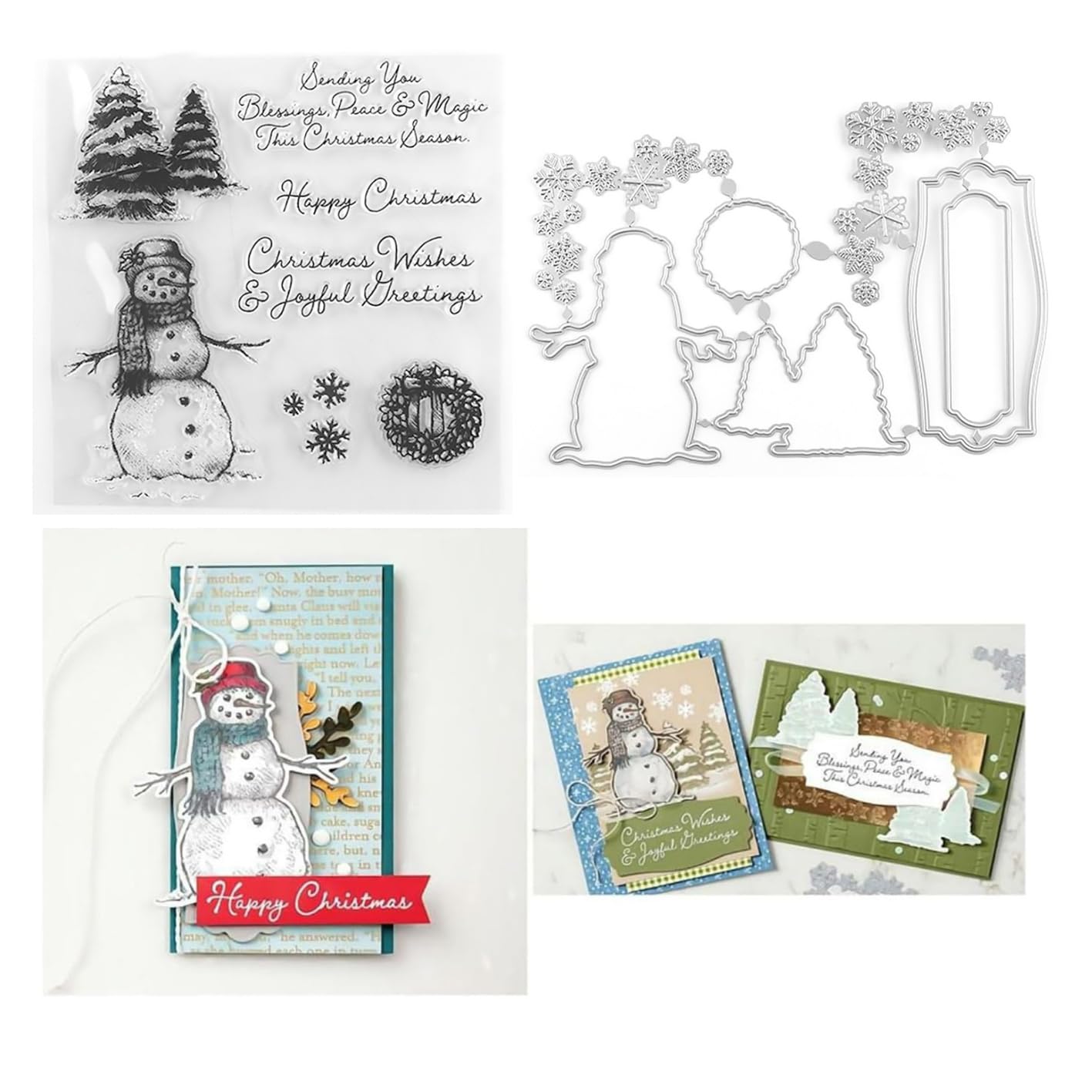 Amazon.com: Winter Snowman Stamps and Dies Set for Card Making,Clear ...