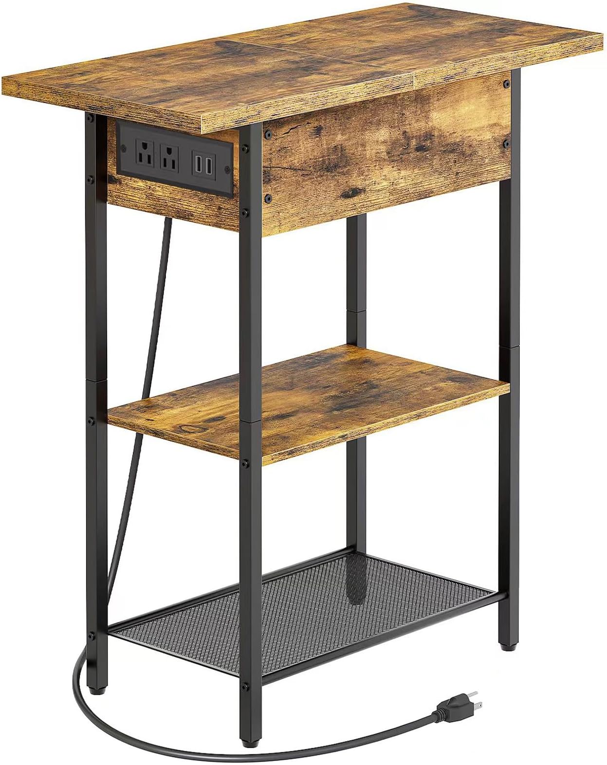 Amazon.com: TUTOTAK Small Narrow Side Table with Charging Station and X ...