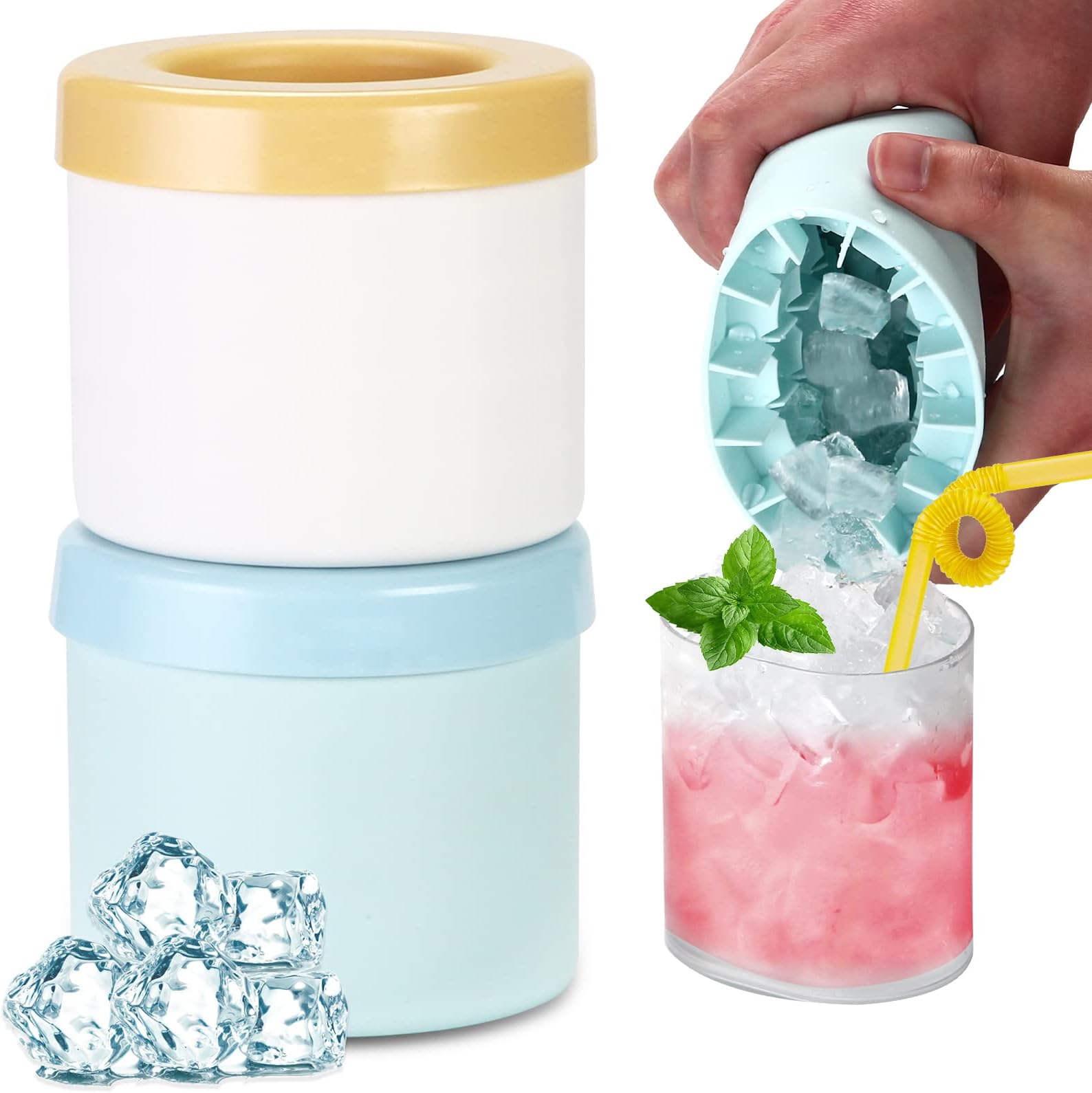 Amazon.com: Silicone Ice Cube Bucket, Mini Cylinder Ice Cube Mold, 60 ...