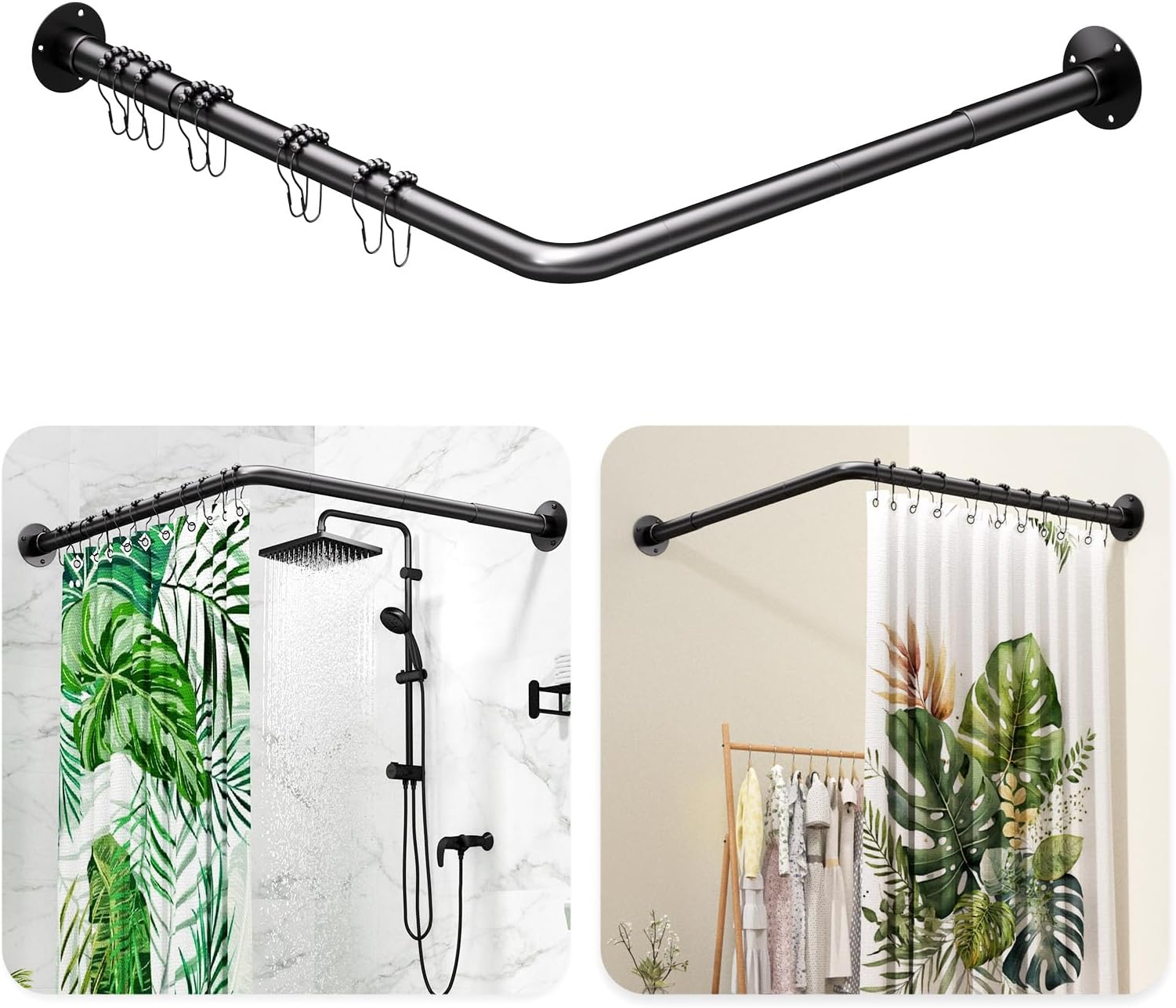 Amazon.com: L Shaped Shower Curtain Rod - [23''-53''] x [23''-53 ...