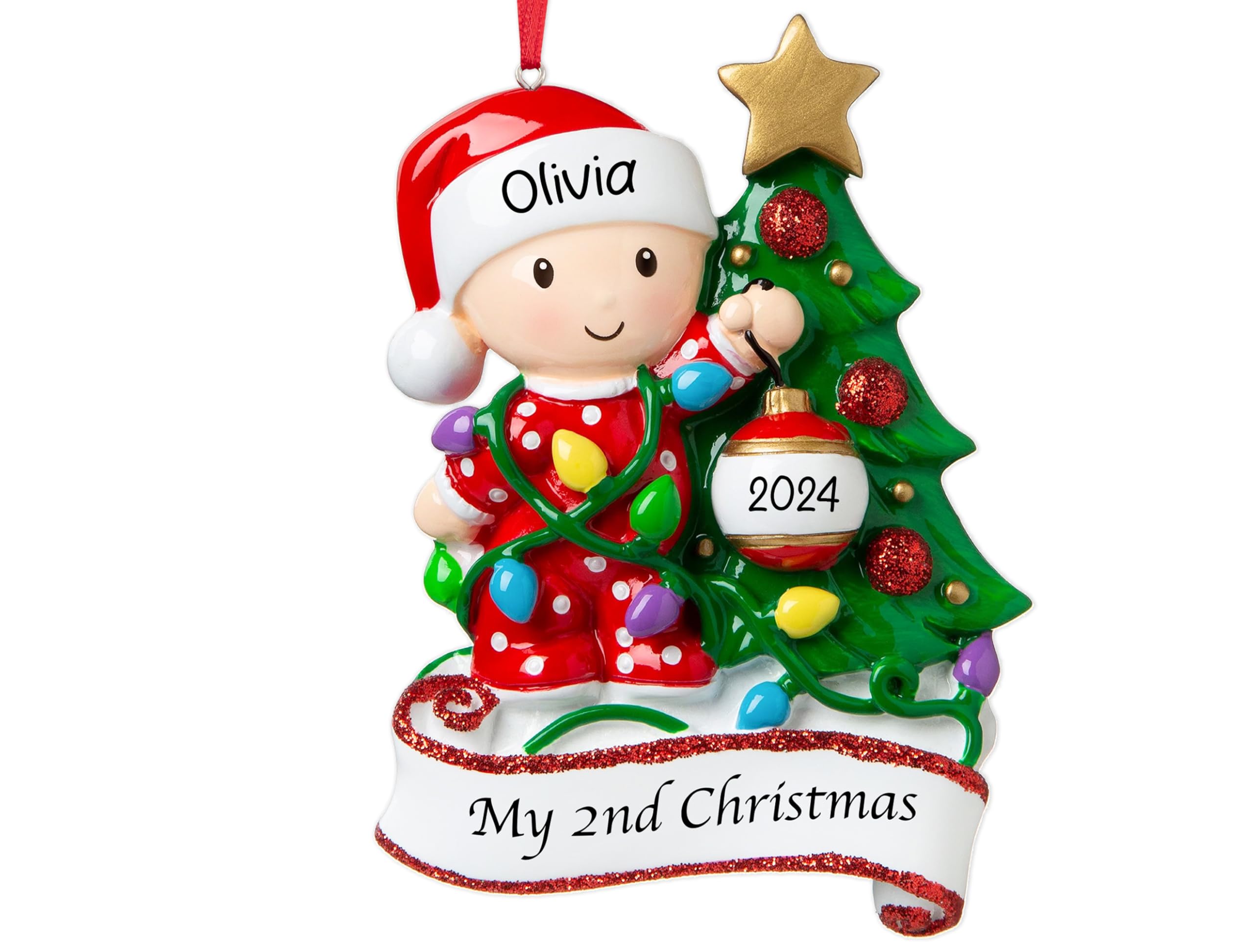 Amazon.com: UniqXmas Personalized Baby's Second Christmas Ornament 2024 ...