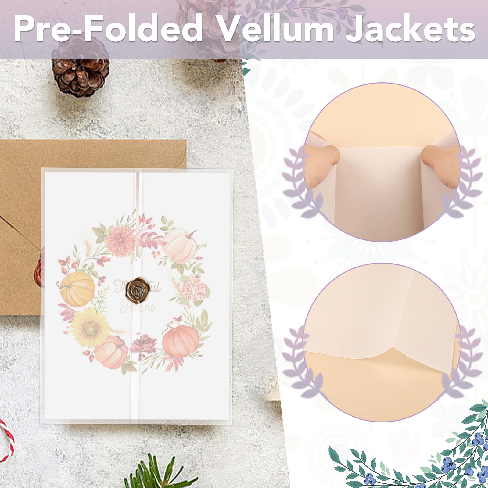 Snapklik.com : VOISEN 60Pack Vellum Jackets For 5x7 Invitations