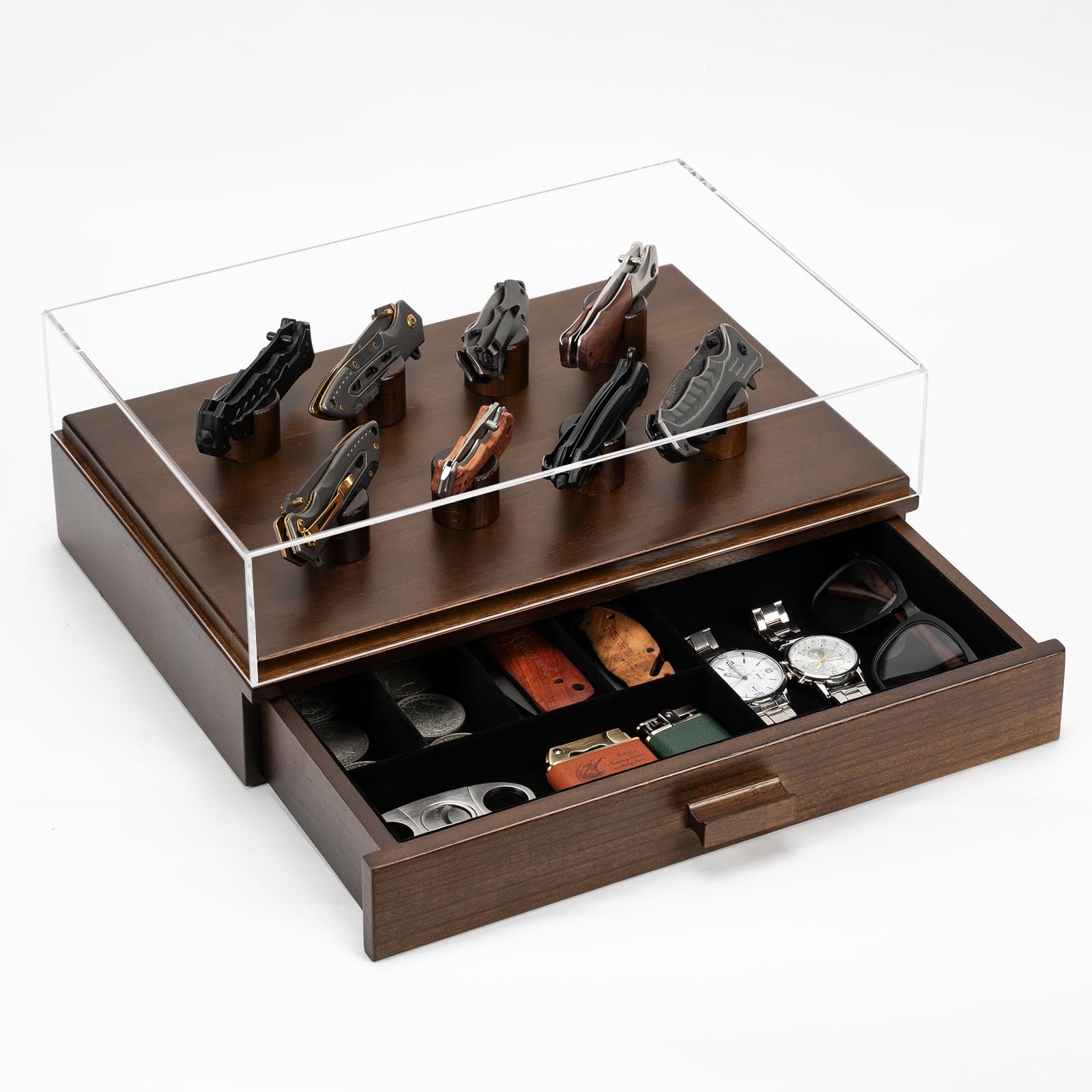 Amazon.com: Pocket Knife Display Case, Premium Wooden Knife Collection ...