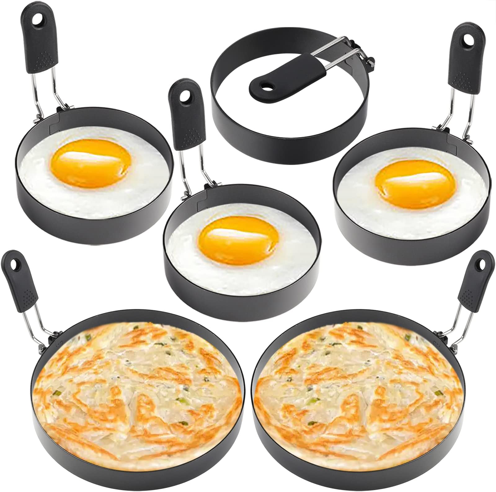Amazon.com: 6 Pack Eggs Rings, Stainless Steel Egg Cooking Rings, Round ...