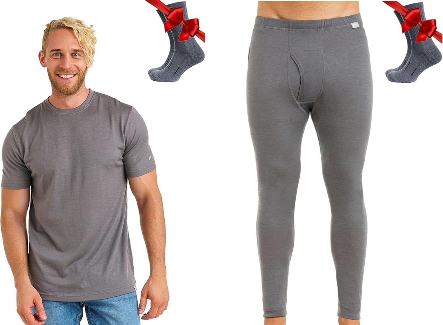 Merino.tech Merino Wool Base Layer Mens Set - Lightweight Merino Wool ...