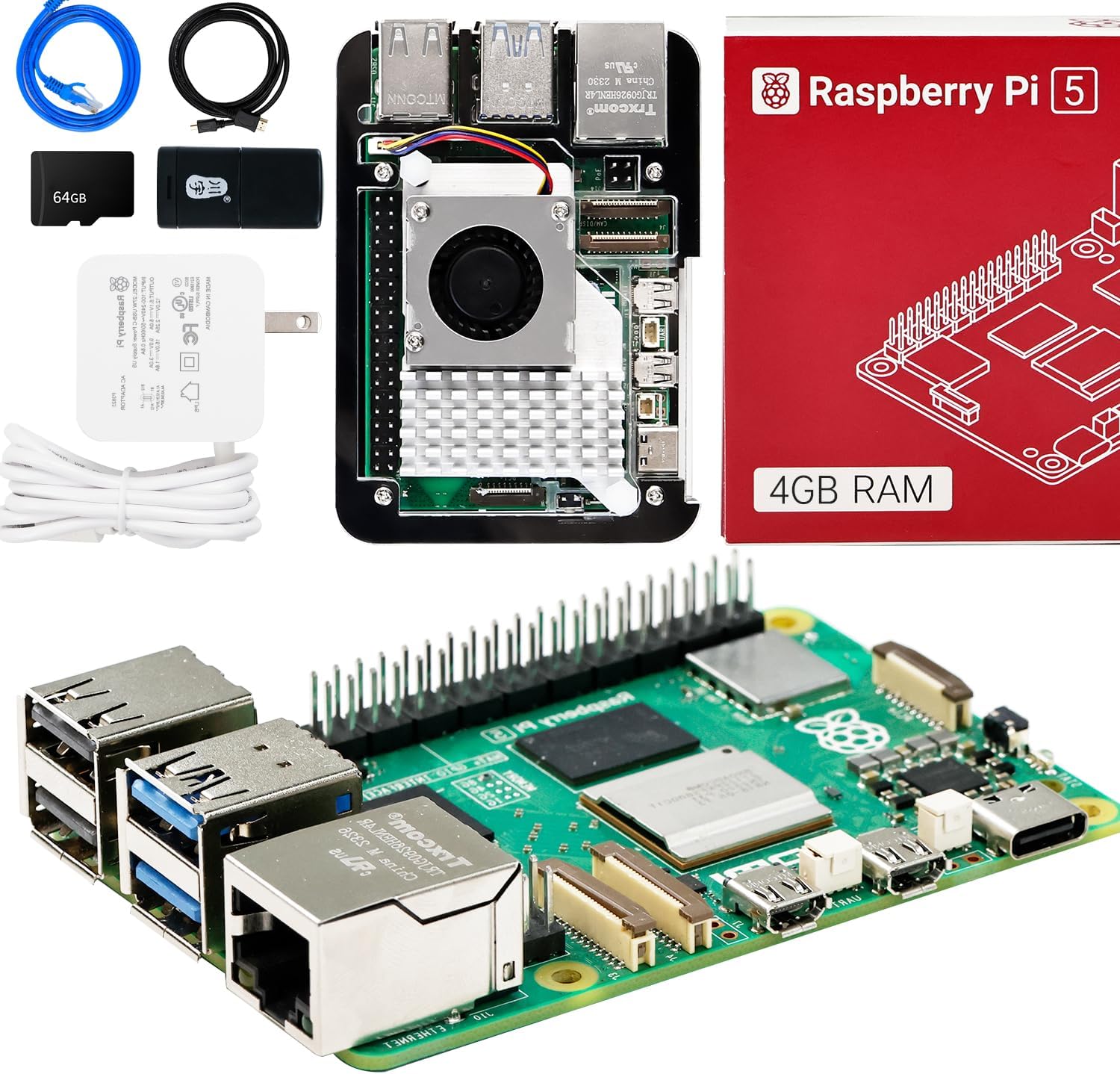 Amazon.com: Raspberry Pi 5 Development Board Kit 4GB/8GB RAM with ...
