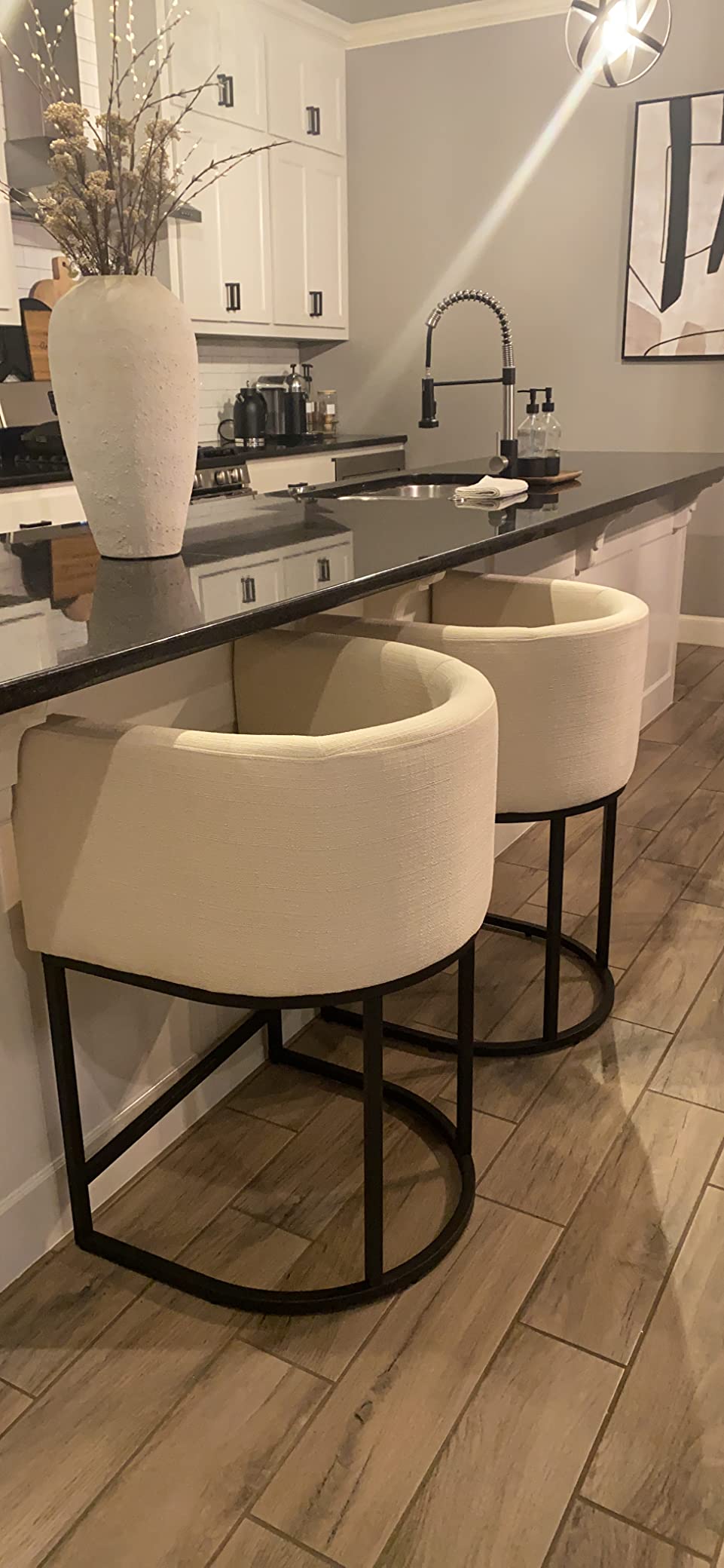 $25/mo - Finance Modern Counter Height Bar Stools, Linen Upholstered ...