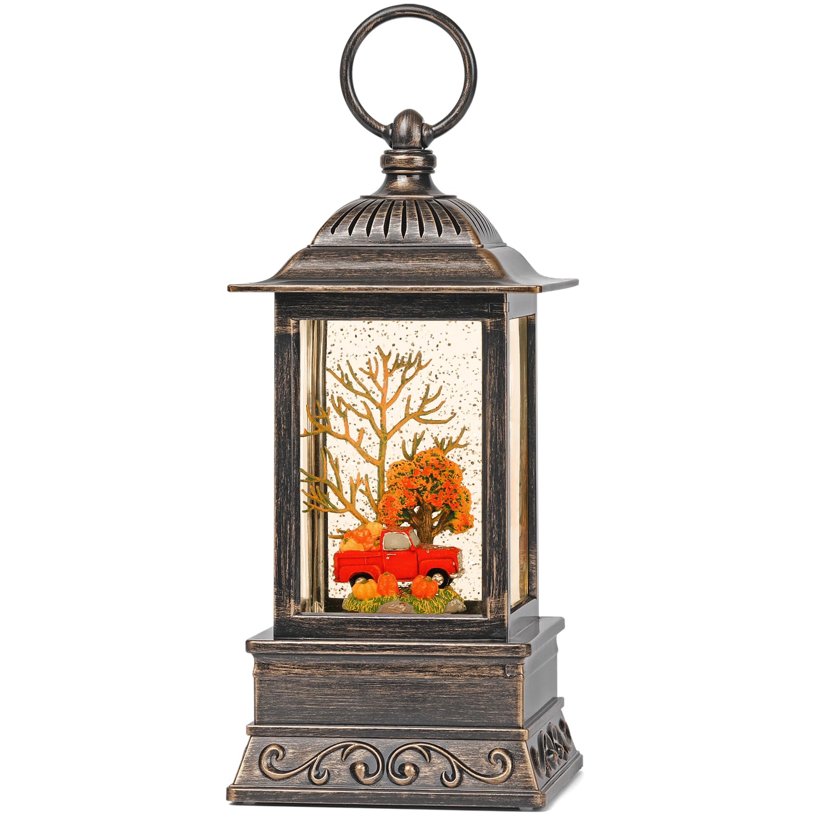 Amazon.com: Fall Snow Globe Red Truck Lantern, Glitter Lighted Snow ...