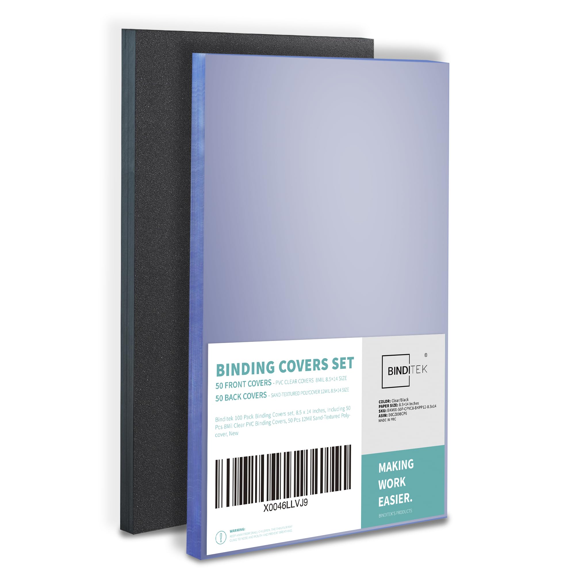 Amazon.com : Binditek 100 Pack Binding Covers and Backs Set, 8.5 x 14 ...