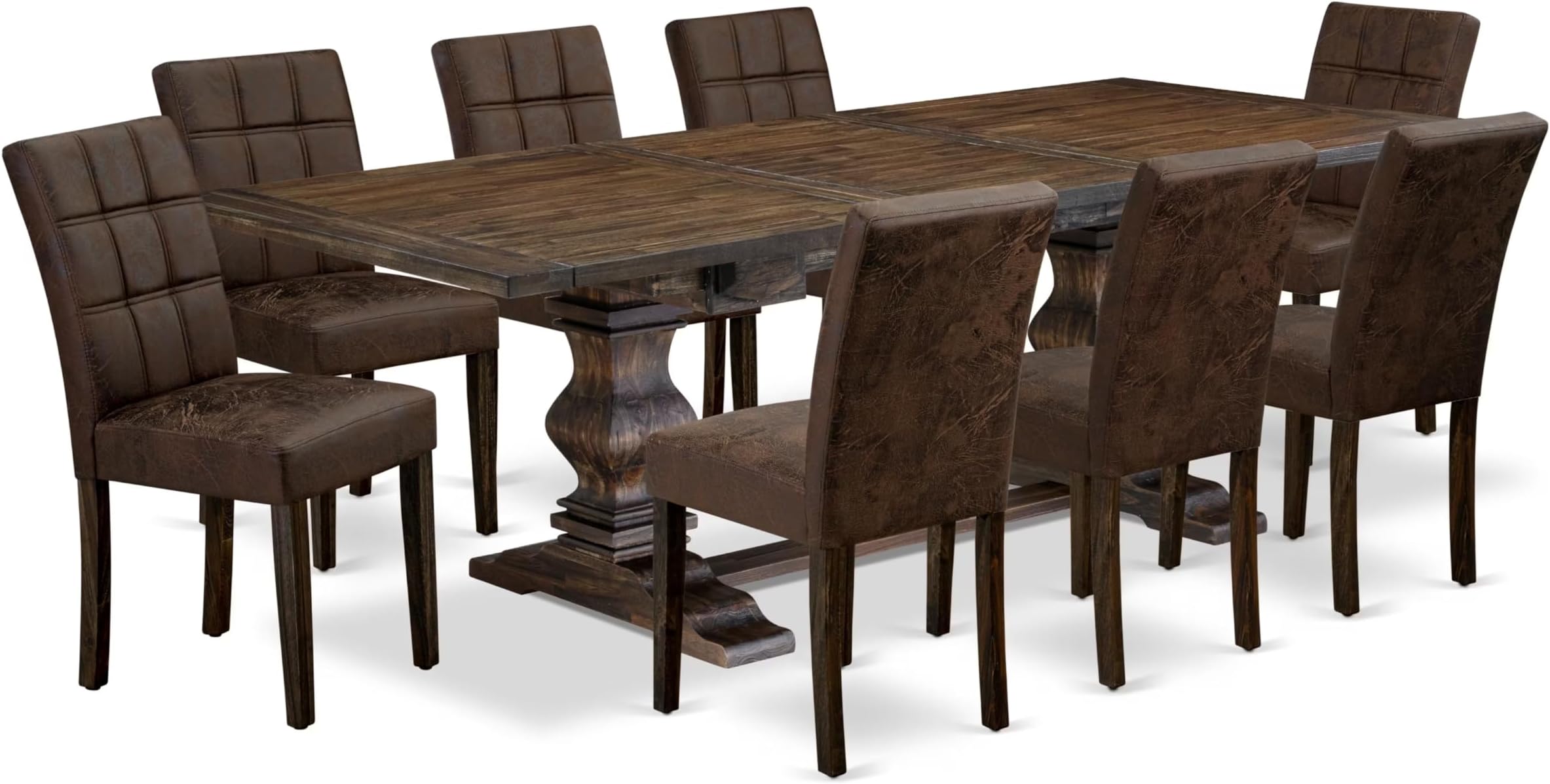 Amazon.com - Kings Brand Alleyton 9 Piece Charcoal & Oak Wood Dining ...