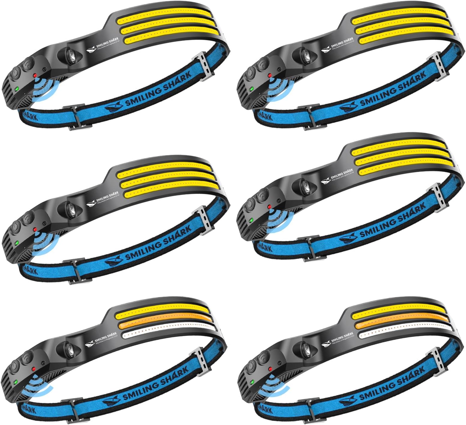 Amazon.com: Smiling Shark LED Headlamps, 4*White Light + 2* Multi-Light ...
