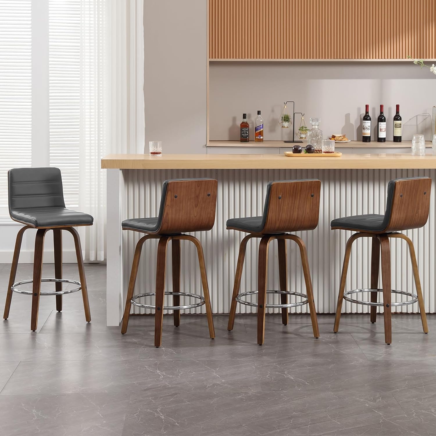 Amazon.com: Bar Stools 26 Inch Counter Height, Set of 4, PU Leather ...