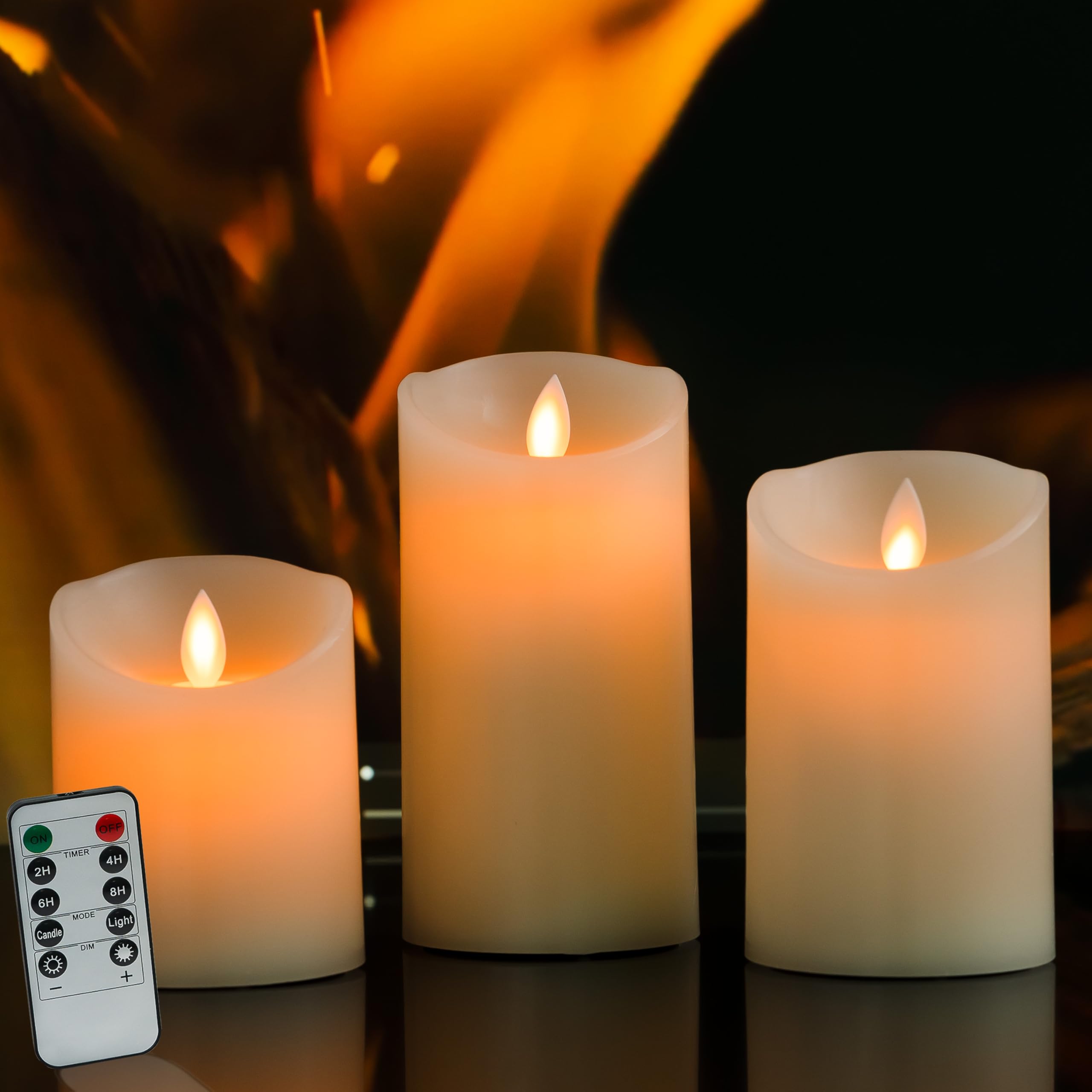 Crystals Flameless LED Candles Battery Operated Real Wax Pillar ...
