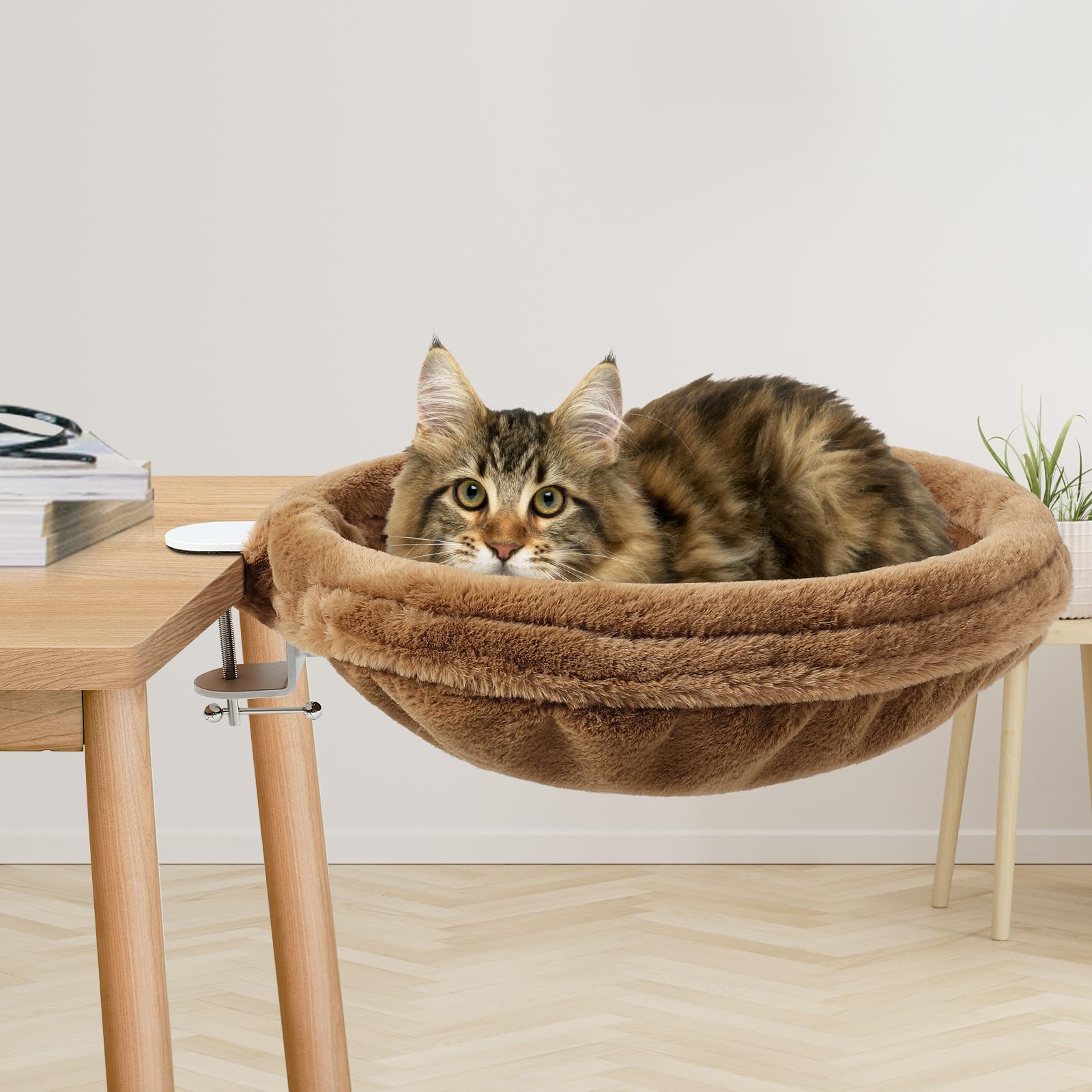 Snapklik.com : Cat Desk Bed - Soft Faux Fur Fabric, Adjustable Steel ...