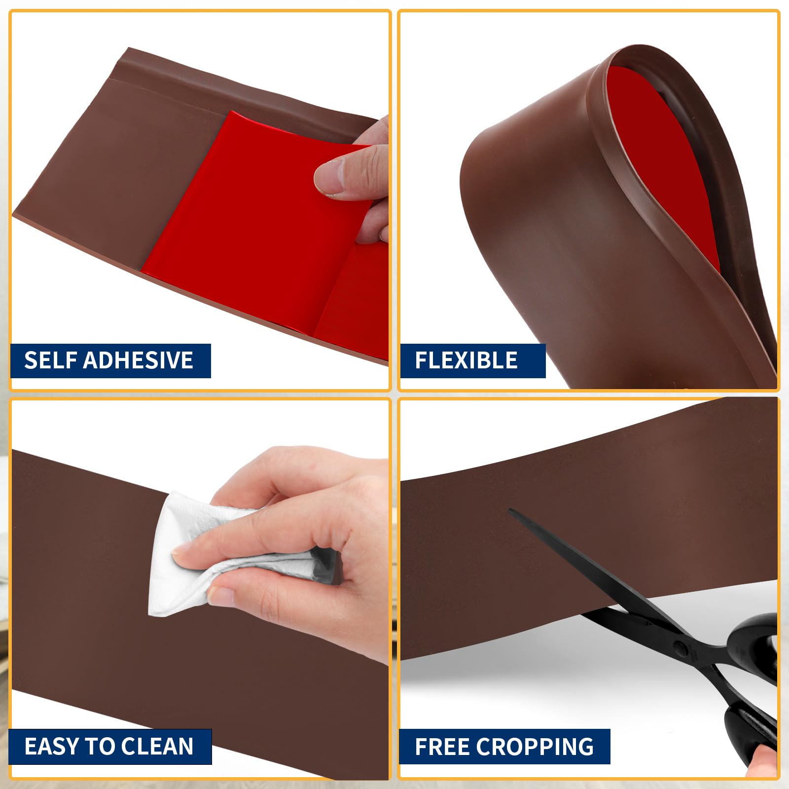 Snapklik.com : Heonay Flexible Baseboard Molding Trim 4 Inch Self ...