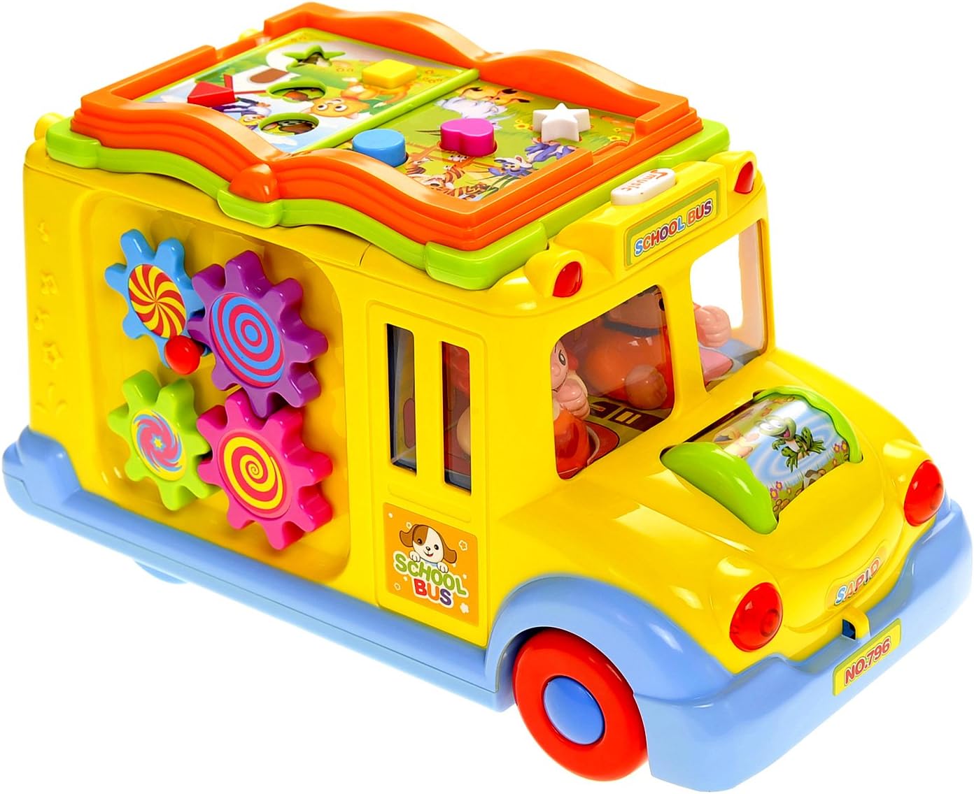 Amazon.com: PowerTRC Interactive School Bus Toy with Flashing Lights ...