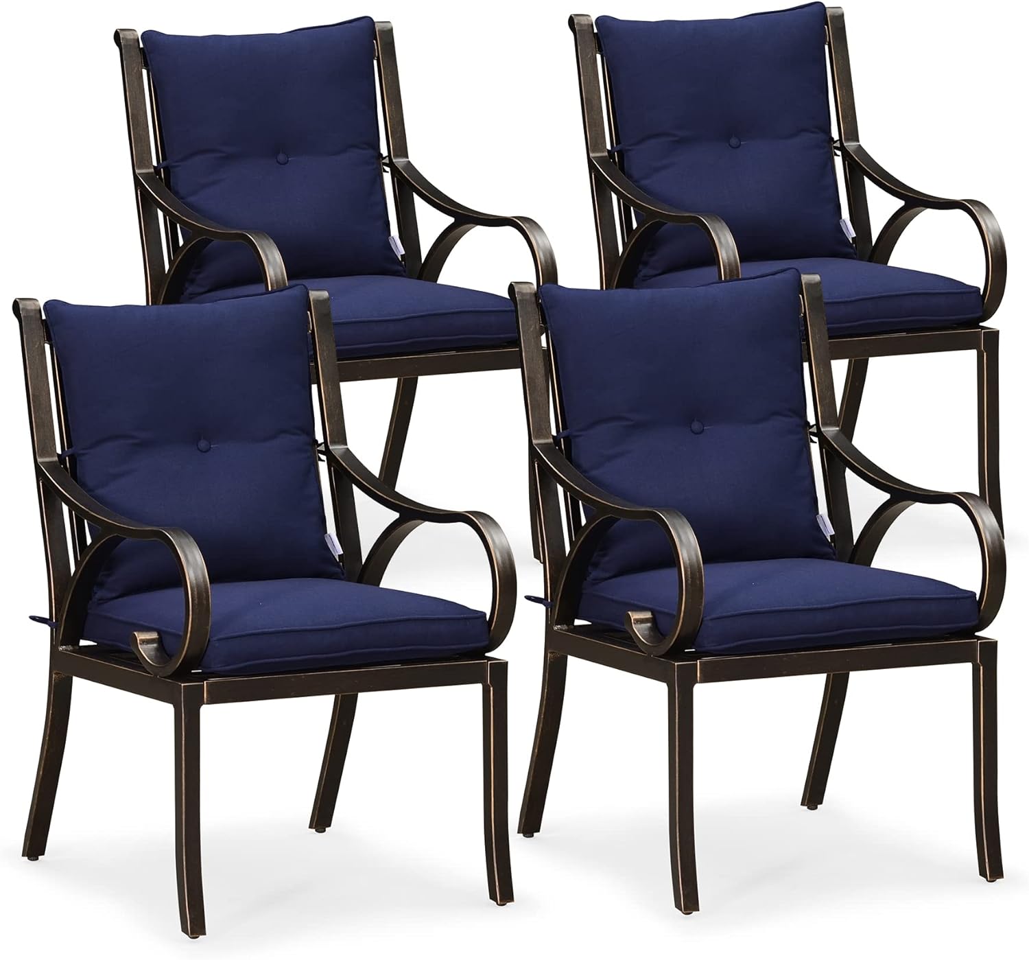Amazon.com : PURPLE LEAF Patio Dining Chairs Set of 4 Morden Cast ...