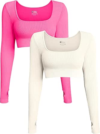 Amazon.com: POPPILOT Women's 2 Piece Halter Top Ribbed Seamless Workout ...