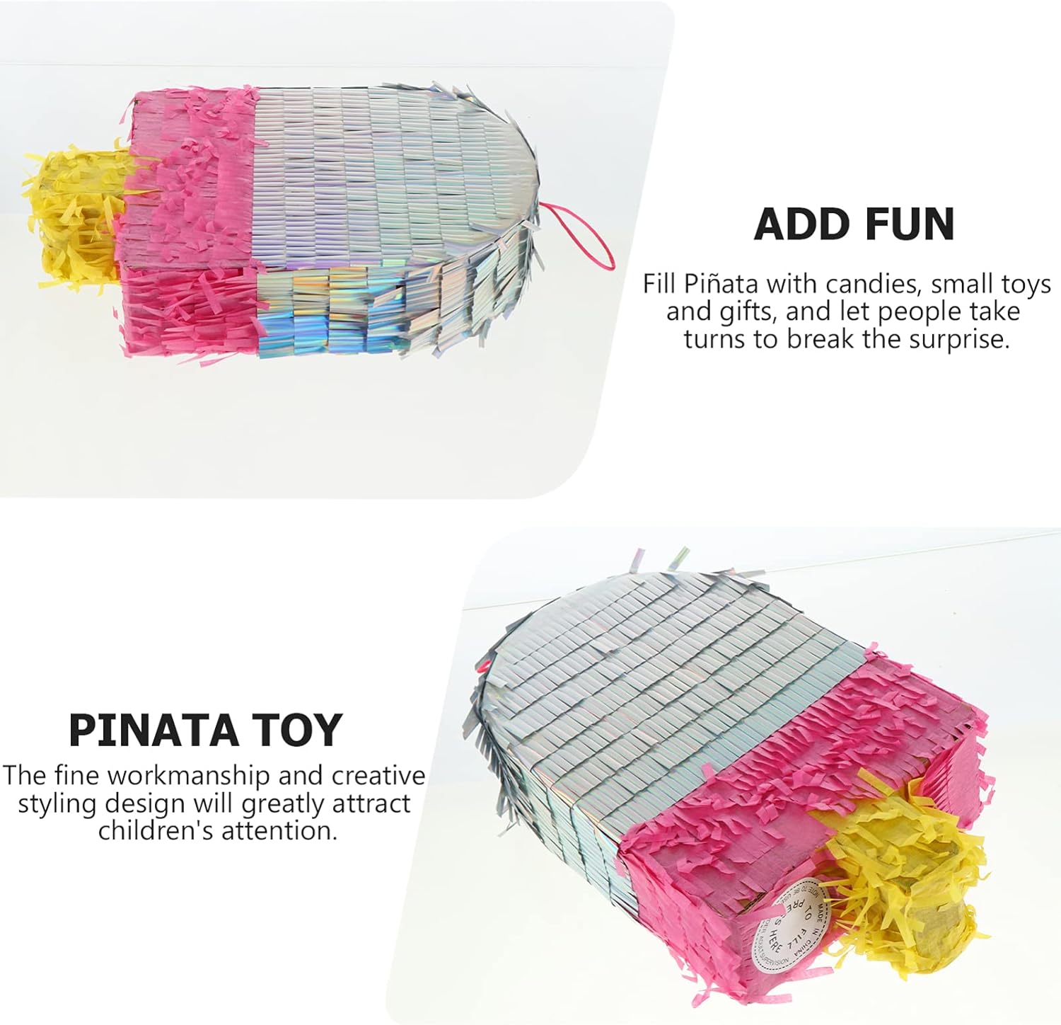 NUOBESTY Foil Pinata Ice Cream in Rainbow Color Shiny Glitter Hanging ...