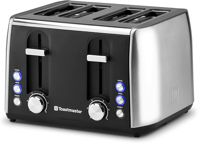 Amazon.com: Toastmaster 4-Slice Fast Toaster, Stainless and Black, TM ...
