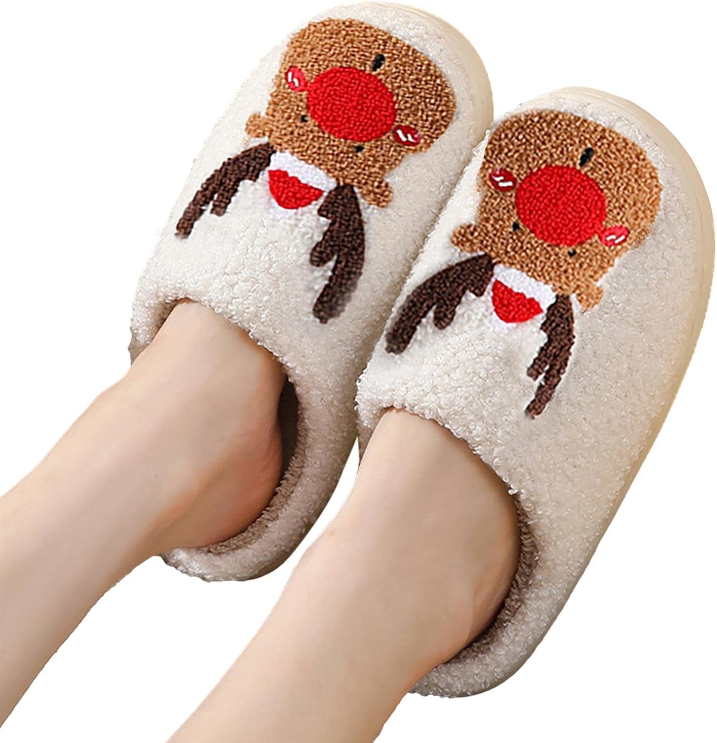 Lindas pantuflas navideñas para mujer,Lindas pantuflas peludas ...