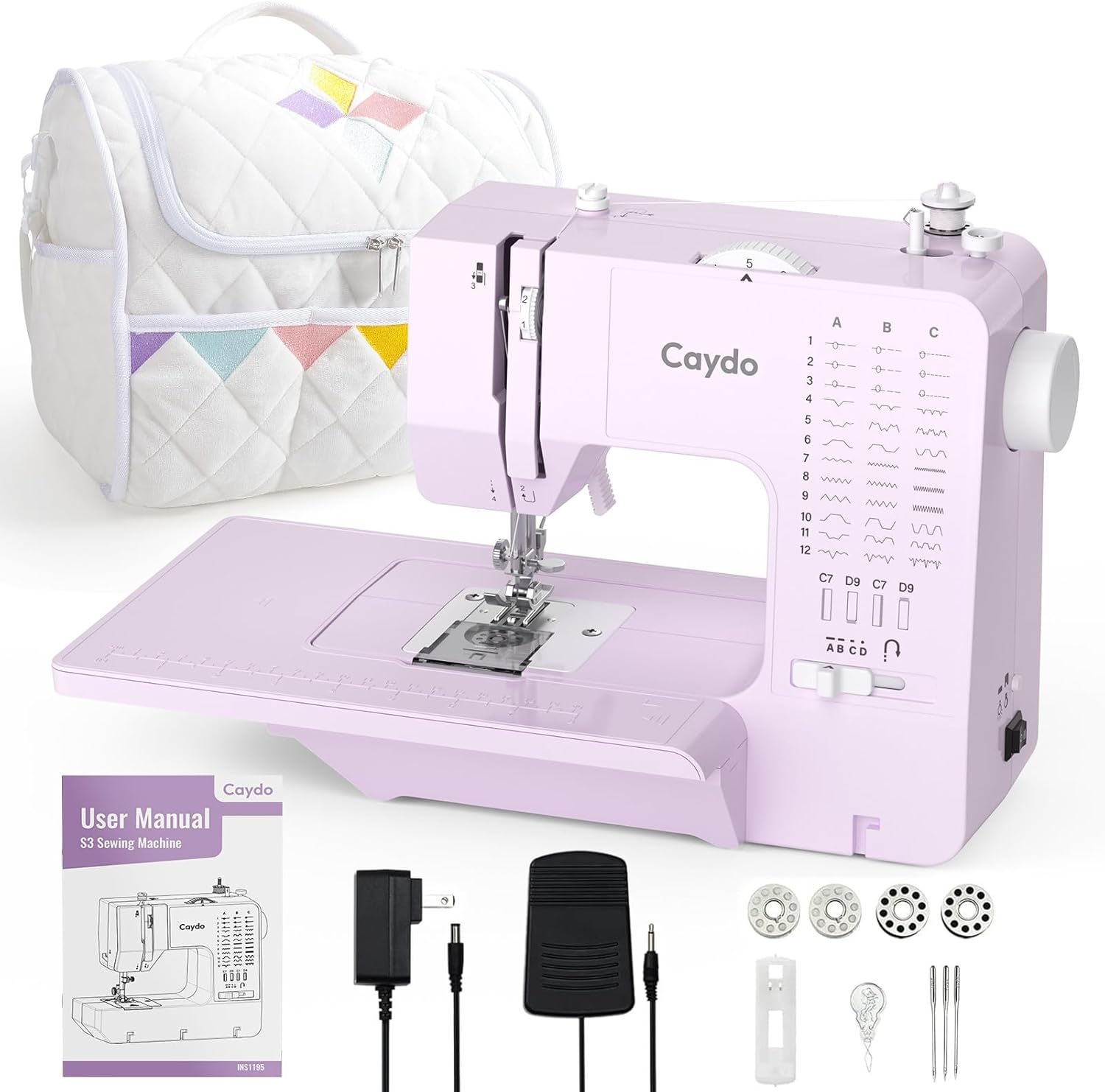 Amazon.com: Caydo Mini Sewing Machine for Beginners - Electric with 38 ...