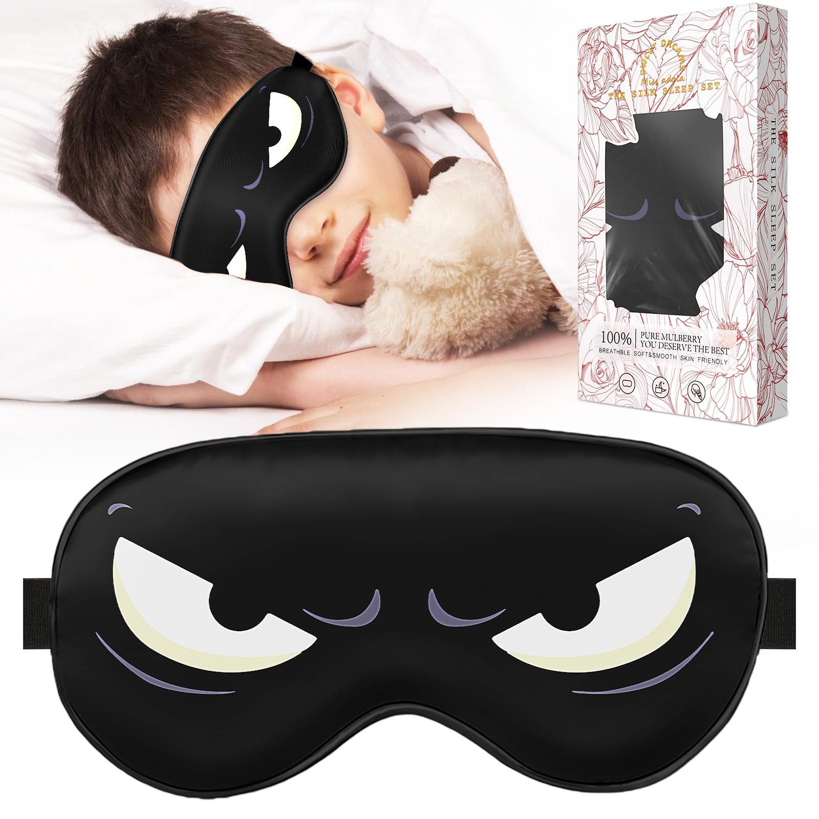 Amazon.com: Miss Adola Sleep Mask for Kids - Silk Eye Mask for Sleeping ...
