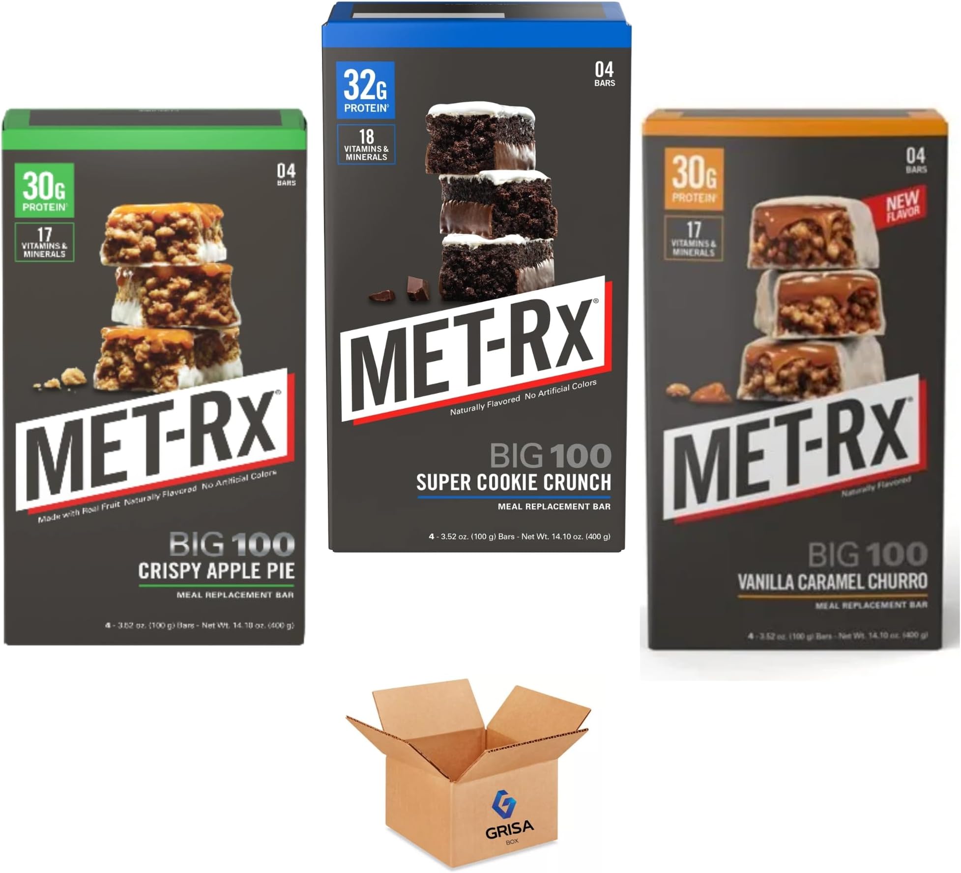 Amazon.com: MET-Rx Big 100 Meal Replacement Bar, Chocolate Chip Cookie ...