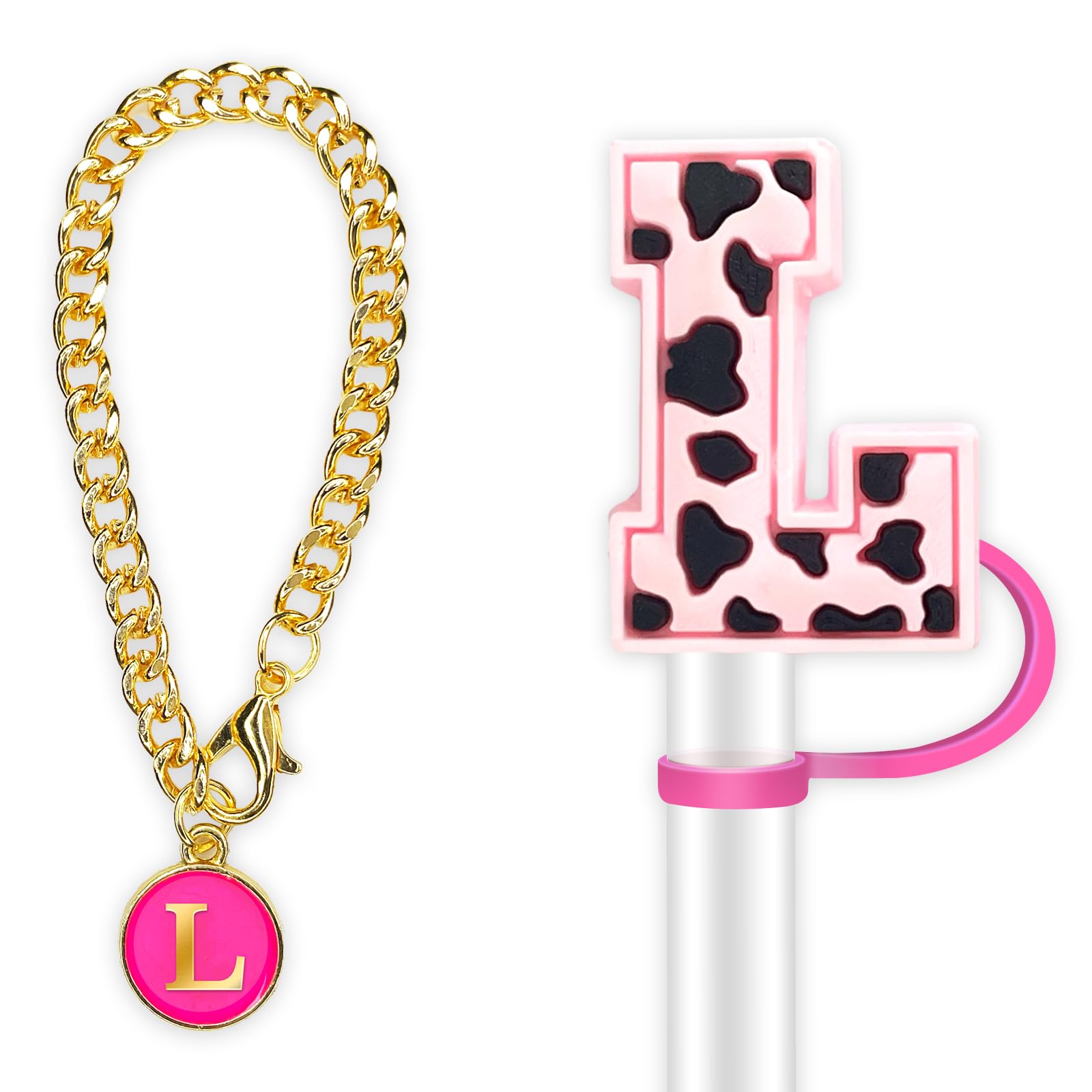 Amazon.com | Pink Letter Straw Toppers for Tumbles, 10mm Alphabet Straw ...