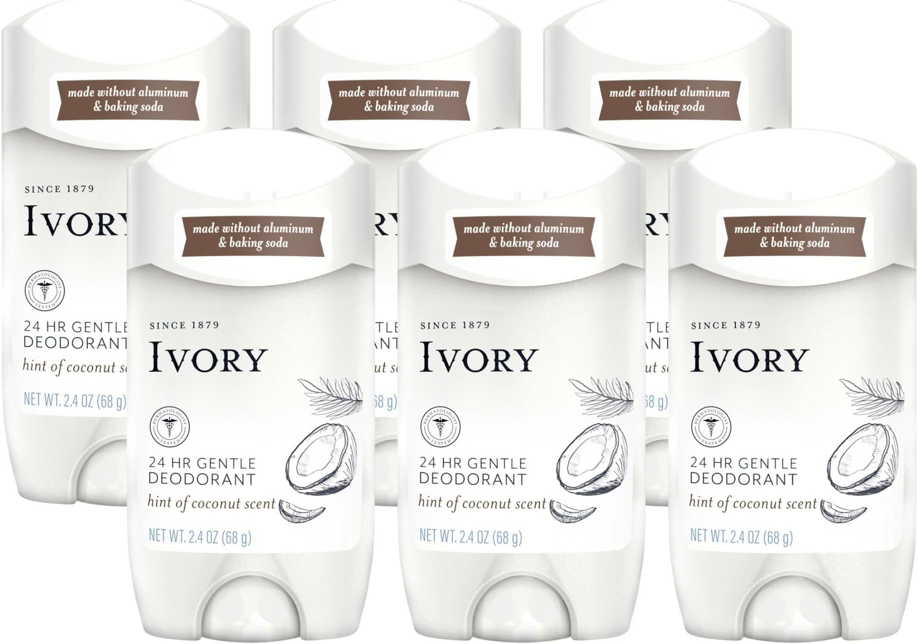 Amazon.com : Ivory Aluminum Free Deodorant, Hint of Coconut, 24hr ...