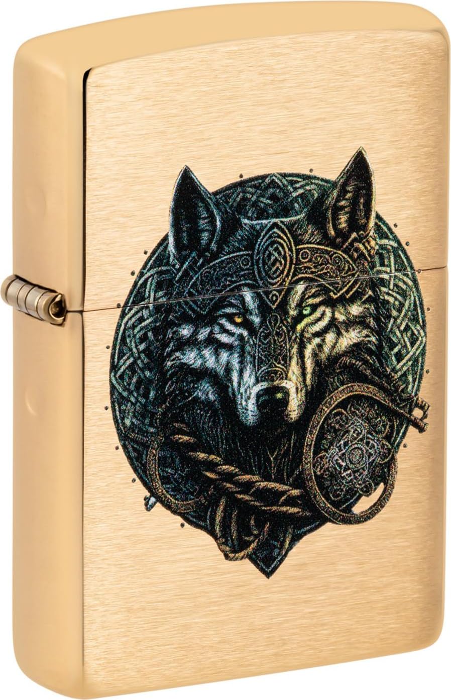 Amazon.com: Zippo Lighter: Wolf Warrior - Brushed Brass 46050 : Health ...