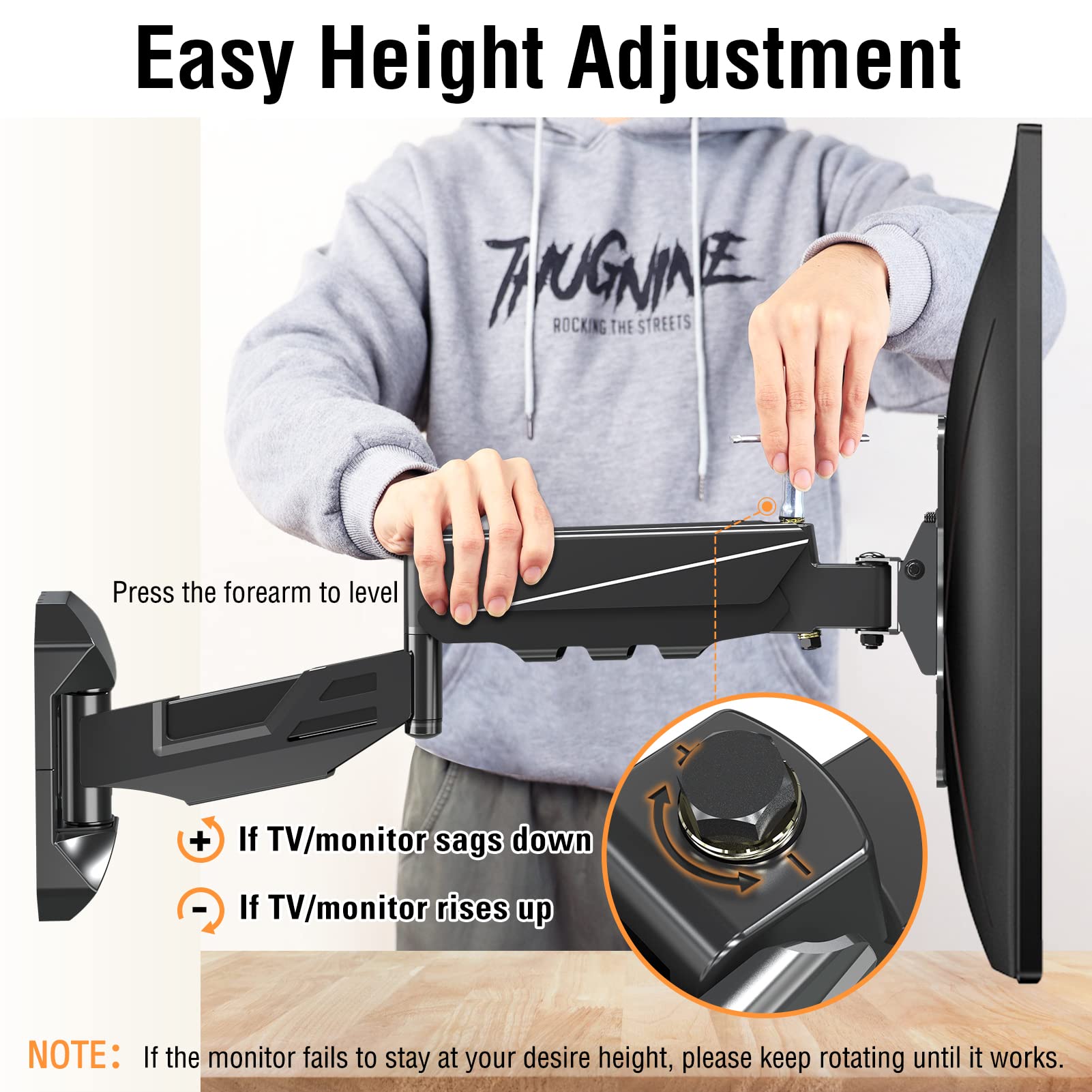 ELIVED TV Monitor Wall Mount, Full Motion Swivel and Tilt TV Mount with ...