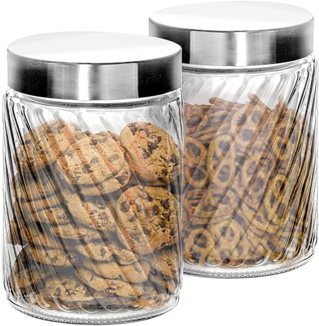 Amazon.com: Glass Jar With Lid - Glass Canister 68oz/2000ml - 2pc ...