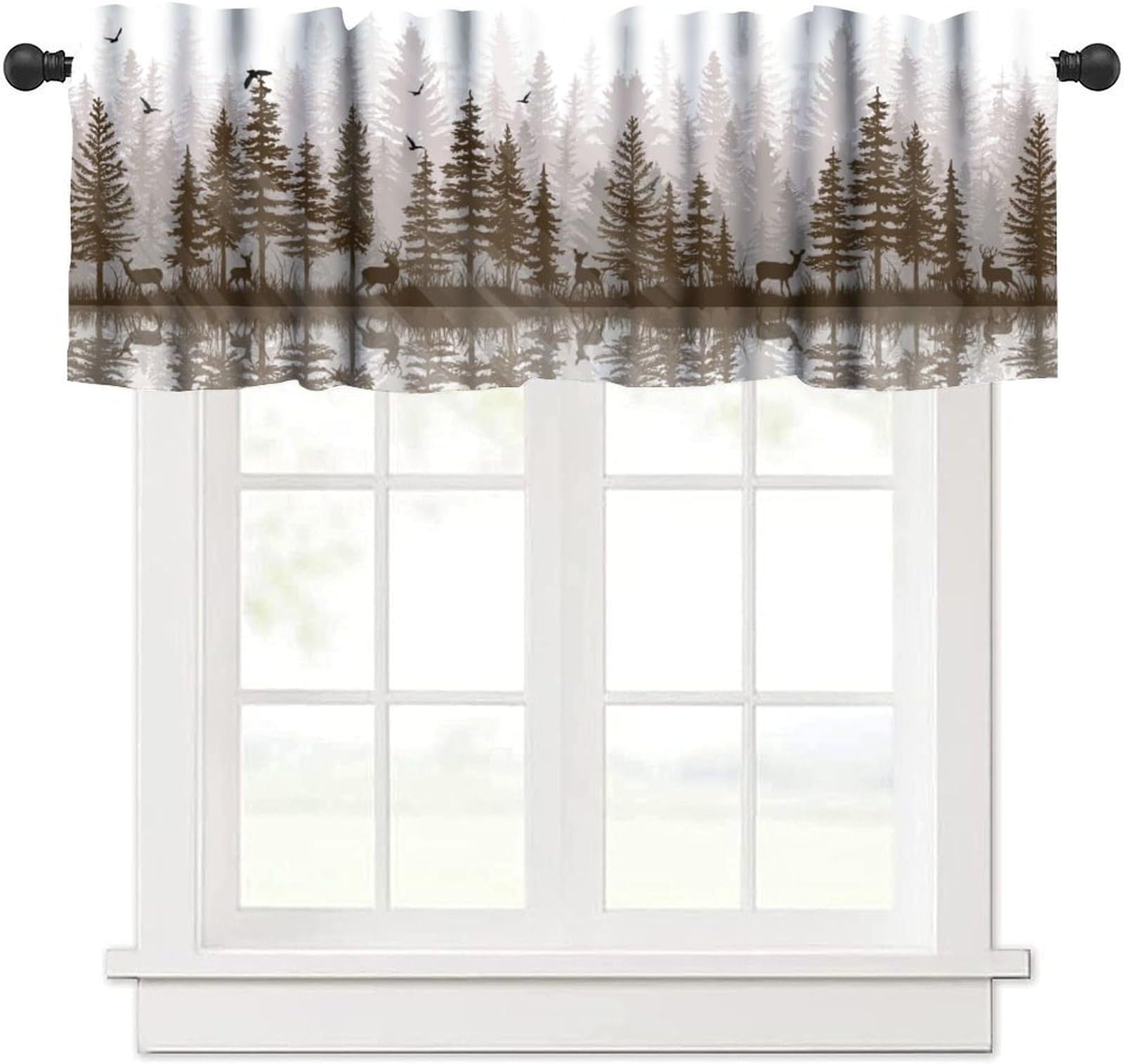 Amazon.com: Rustic Woodland Valance Curtain, Wild Animal Bear Deer Fox ...