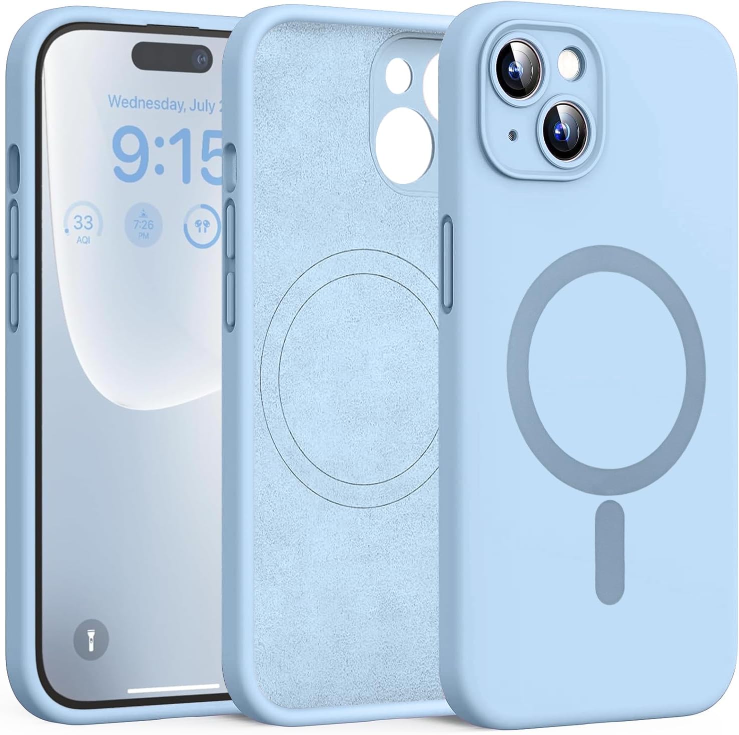 Apple iPhone 15 Silicone Case with MagSafe - Storm Blue : Amazon.in ...