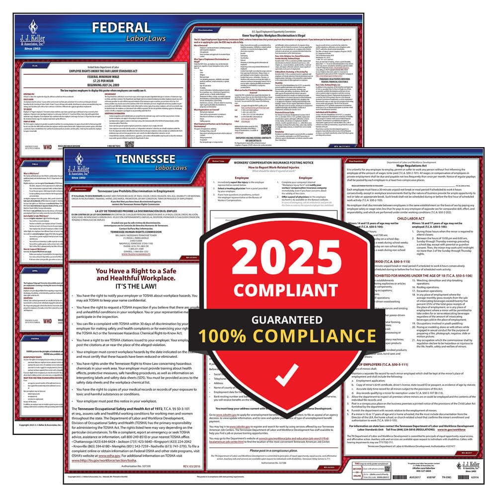 Amazon.com: 2025 Tennessee and Federal Labor Law Poster Set (English ...