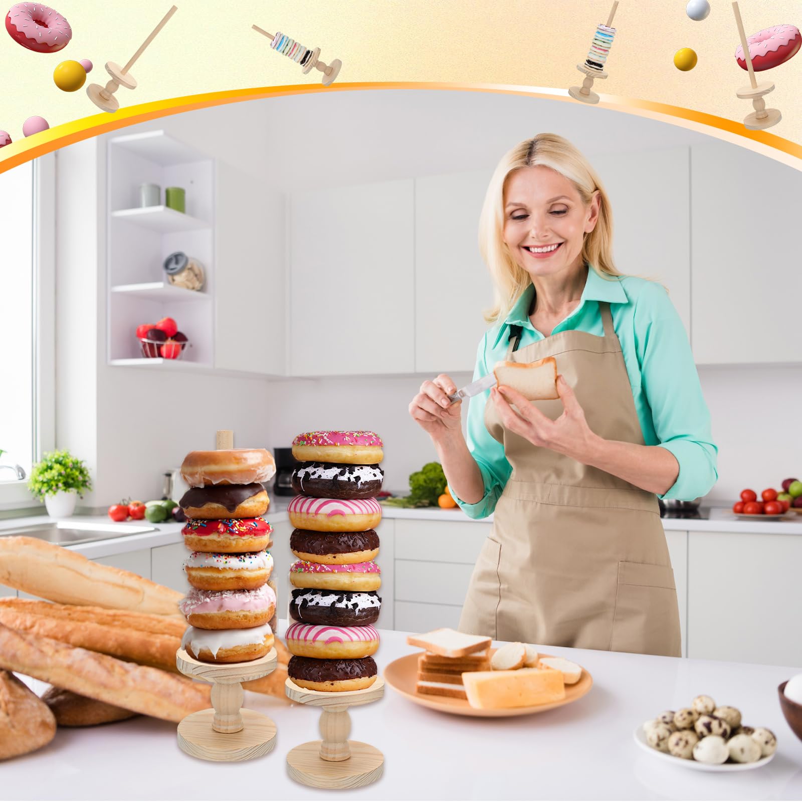 Snapklik.com : Zhehao 4 Pcs Farmhouse Donut Stand Donut Holder Display ...