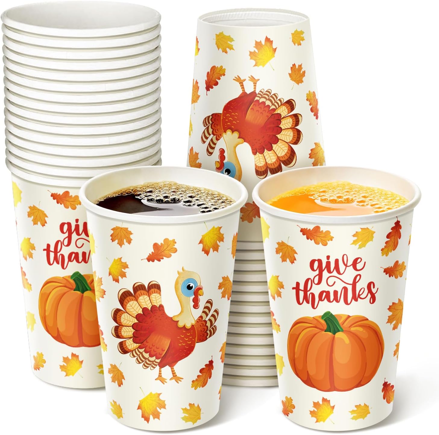 Amazon.com: Umigy 100 Pcs 9 oz Fall Disposable Paper Cups Autumn Paper ...