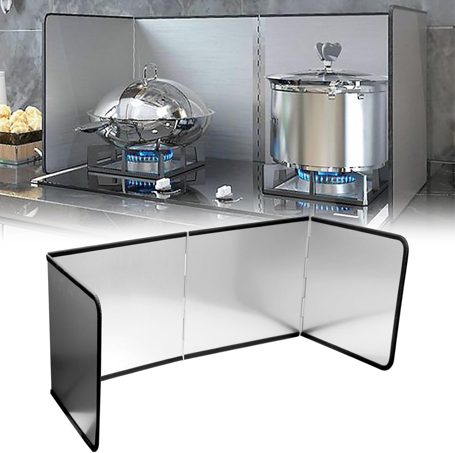 KOBSAINF 4 Sided Splatter Guard,Foldable Stainless Steel Oil Splatter ...